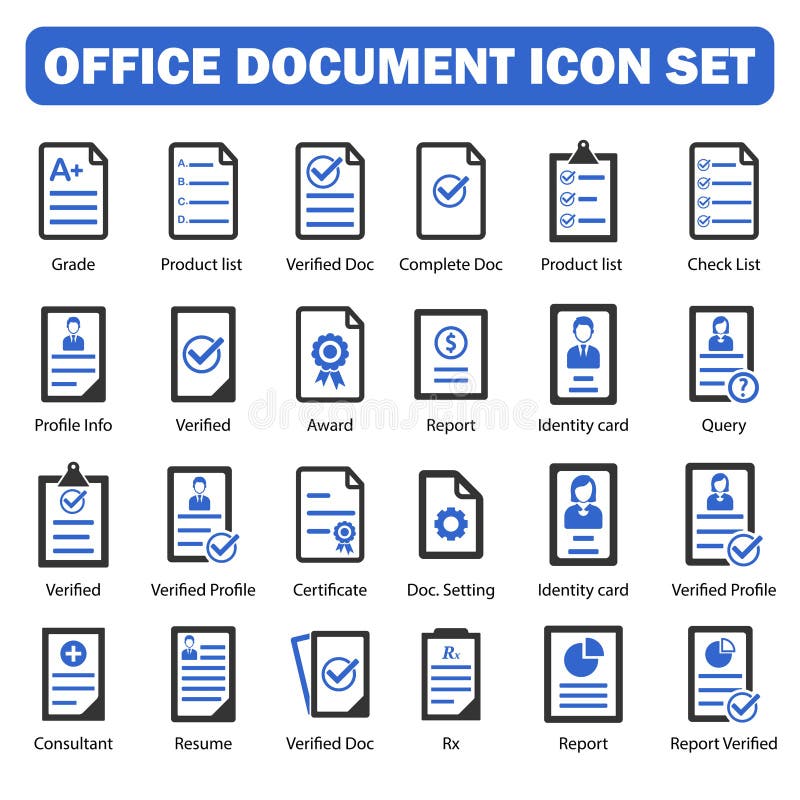 Office document icon set stock vector. Illustration of accounts - 229957303