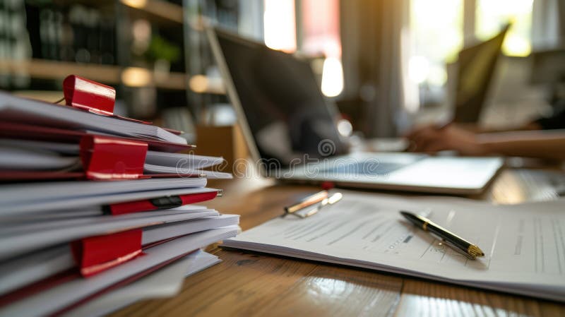 The Office with Documents.AI Generated Image Stock Photo - Image of ...
