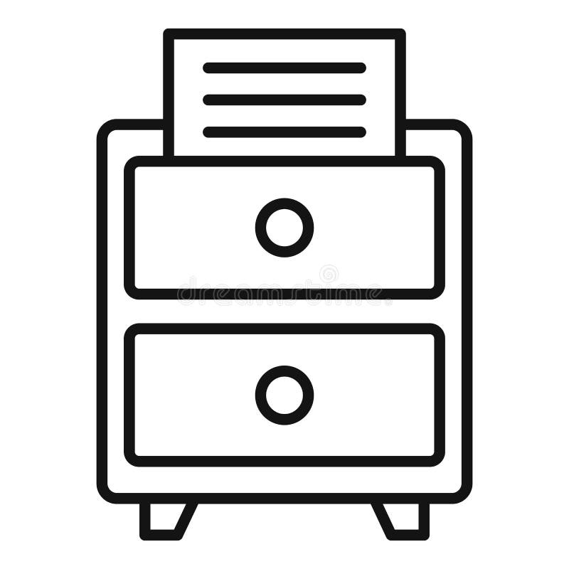 Office Documents Drawer Icon, Outline Style Stock Vector - Illustration ...