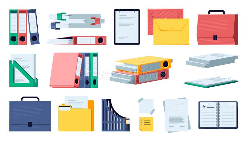 Office Documents and Folders. Workstation with Stationary and School ...