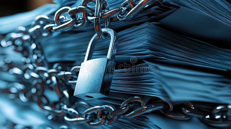 Office Documents, is Securely Locked with Heavy Metal Chains and a ...