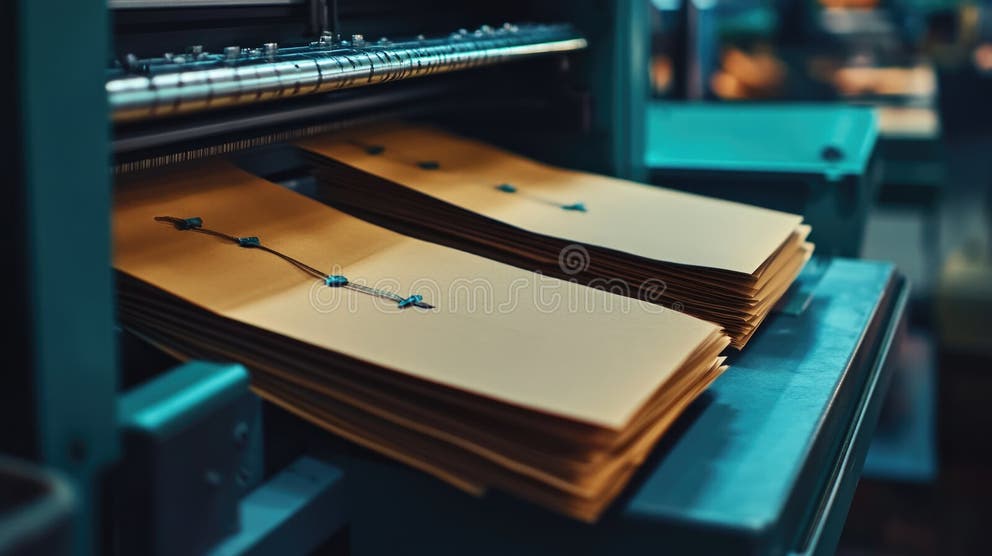 Office Documents Stacked on a Machine with Buttons and Controls Stock ...