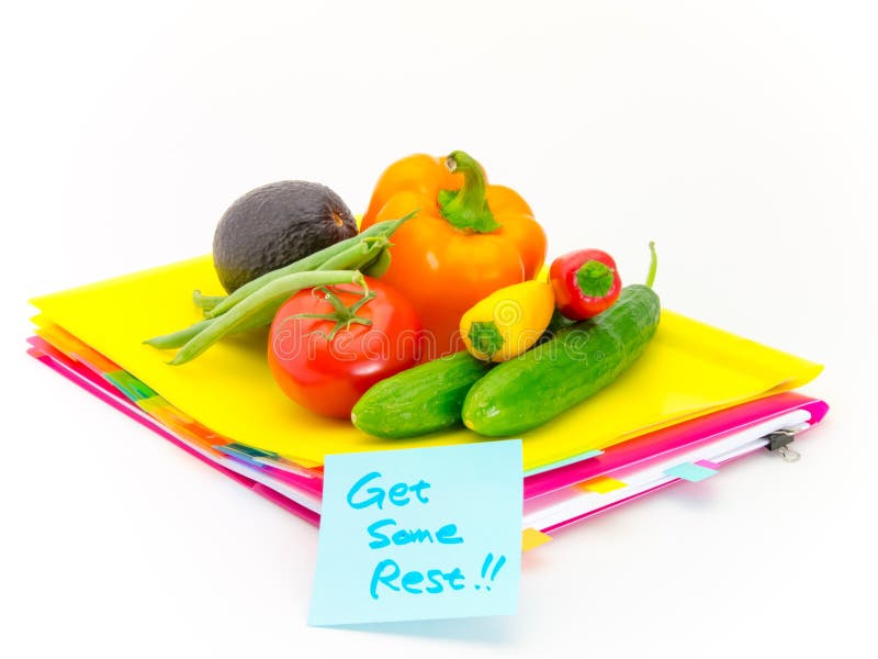 Office Documents and Vegetables; Get Some Rest Stock Photo - Image of ...