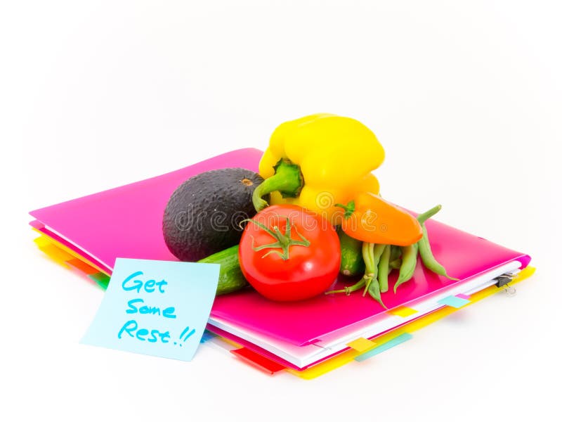 Office Documents and Vegetables; Get Some Rest Stock Photo - Image of ...