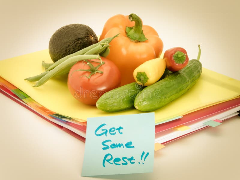 Office Documents and Vegetables; Get Some Rest Stock Photo - Image of ...
