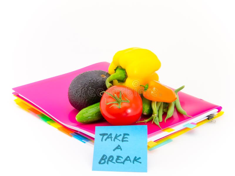 Office Documents and Vegetables; Take a Break Stock Photo - Image of ...