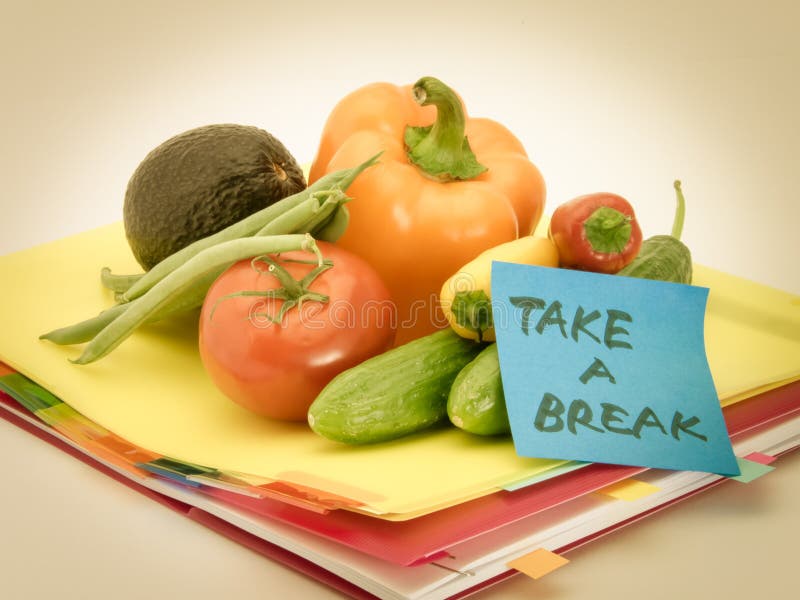 Office Documents and Vegetables; Take a Break Stock Photo - Image of ...