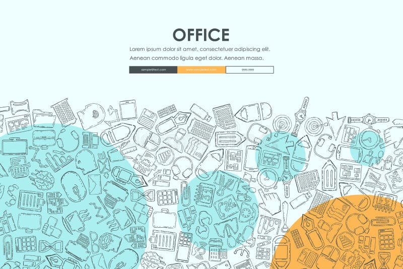 Office Doodle Website Template Design Stock Vector - Illustration of ...