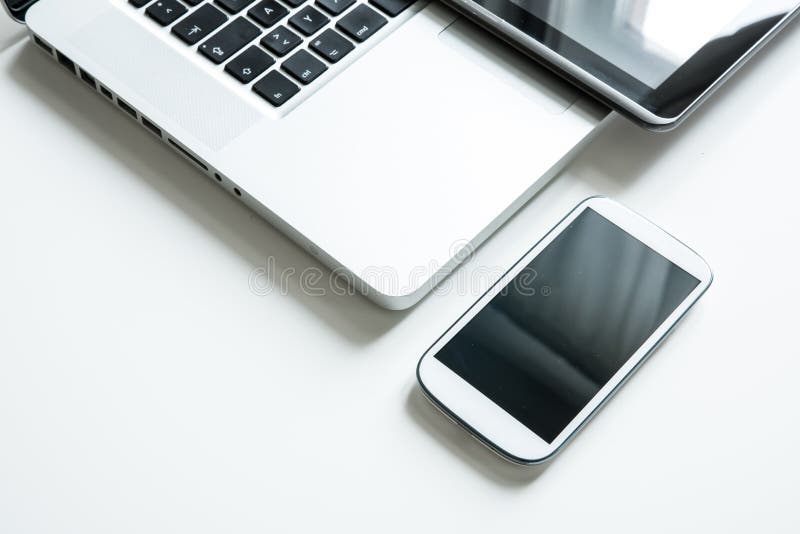 Office electronic gadgets stock photo. Image of connection - 143709782