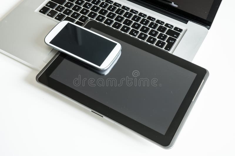 Office electronic gadgets stock photo. Image of computer - 143710114