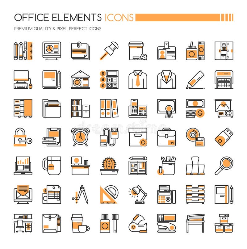 Office Element Icons stock illustration. Illustration of money - 94653405
