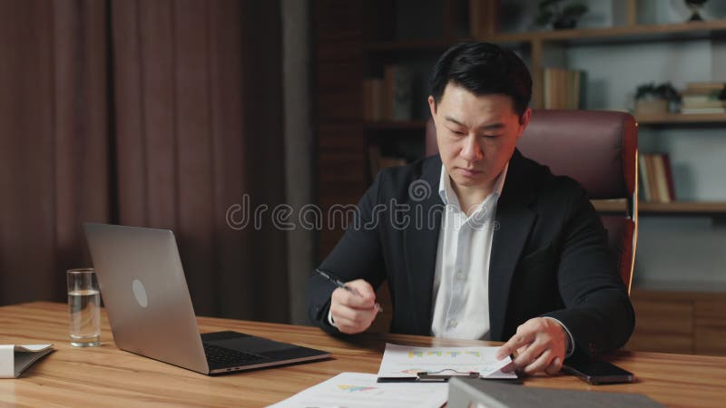 Office Employee Correcting Text Using Computer at Work Stock Footage ...