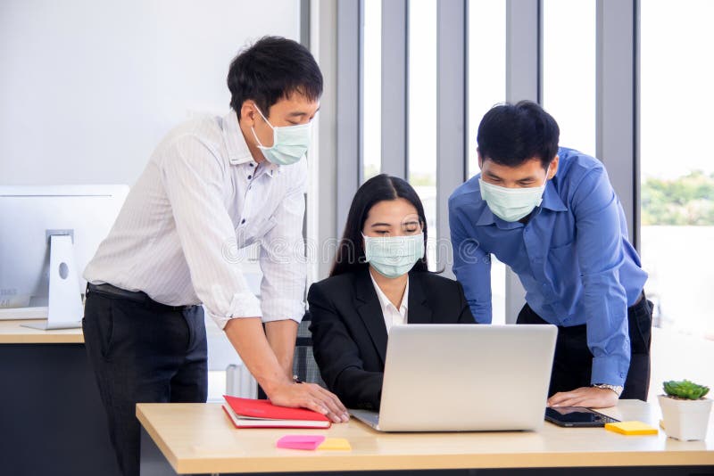 Office Employee Discuss Their Work Together Stock Photo - Image of ...