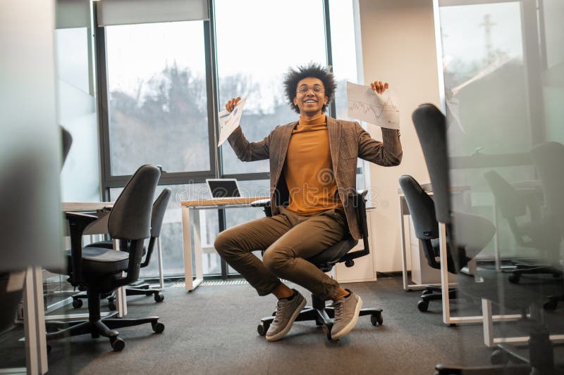 Office Employee Having Fun at Workplace Finishing Tasks Successfully ...