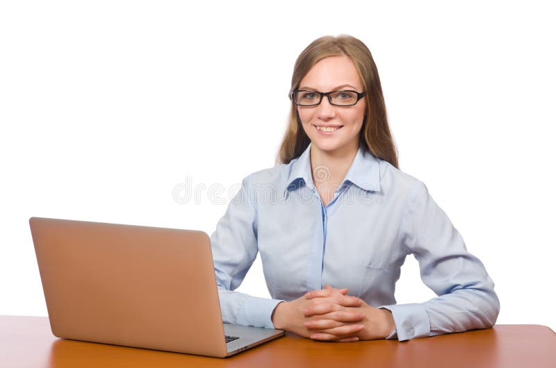 The Office Employee Holding Laptop Isolated on Stock Image - Image of ...