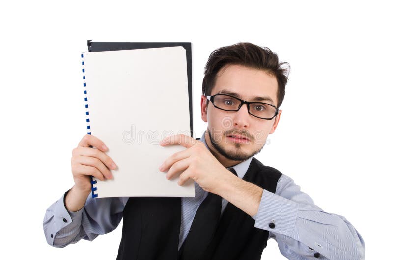 The Office Employee Holding Paper Isolated on Stock Photo - Image of ...