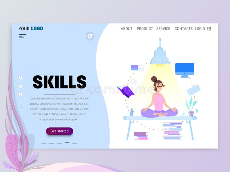 Office Employee Improves His Skills Homepage Template for Website or ...