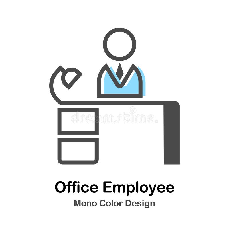 Office Employee Mono Color Illustration Stock Vector - Illustration of ...