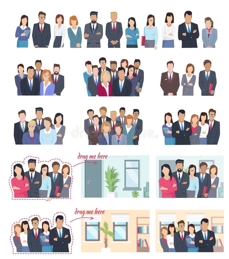 Office Employees Big Illustrations Collection Stock Vector ...