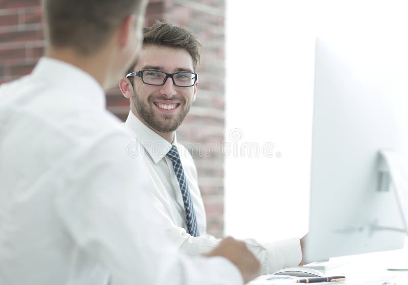 Office Employees Work on the Computer Stock Photo - Image of discussion ...