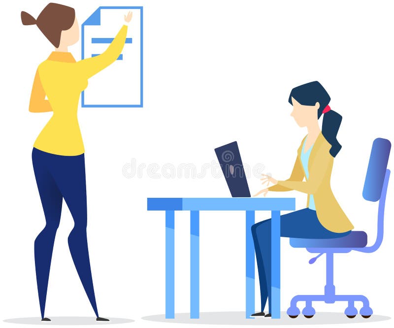 Office Employees Work with Computer, Technology. Workers Doing Tasks ...