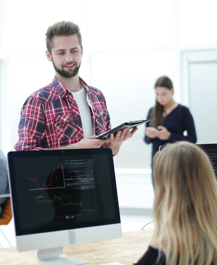 Office Employees Work in a Modern Office. Stock Image - Image of modern ...