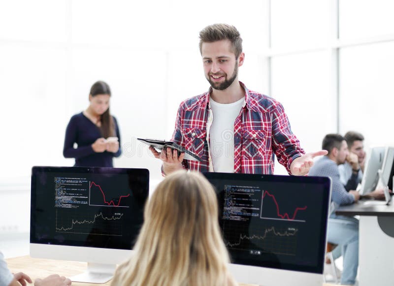 Office Employees Work in a Modern Office. Stock Image - Image of people ...