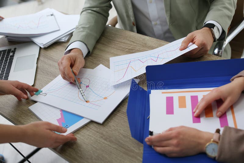 Office Employees Working with Documents at Table Stock Photo - Image of ...