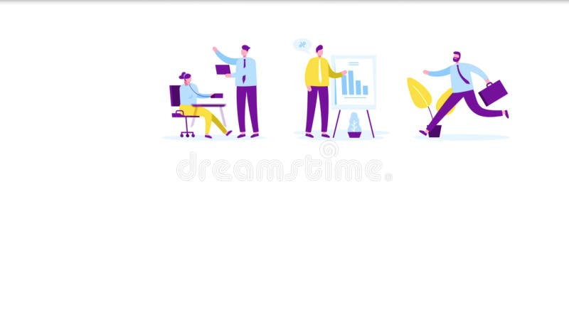 Office Employees Working Hours Performing daily Task Animation. Stock ...