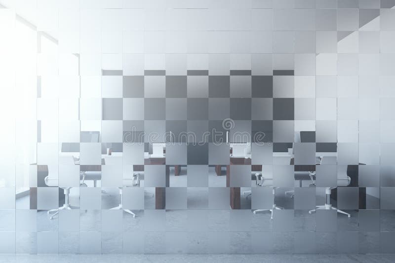 Office with Empty Patterned Glass Stock Illustration - Illustration of ...