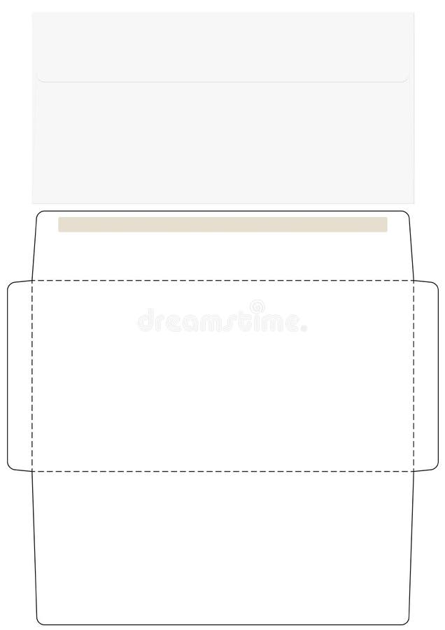 Office Envelope Cut Up Template Stock Illustration - Illustration of ...