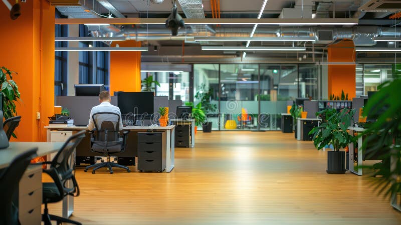 An Office Environment with Employees Adapting To New Technology Stock ...