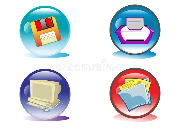 Office Equipment and Computer Button Stock Vector - Illustration of ...