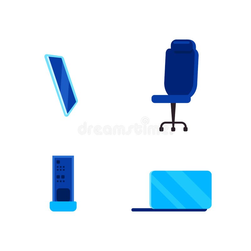 Office Equipment Flat Color Vector Objects Set Stock Vector ...