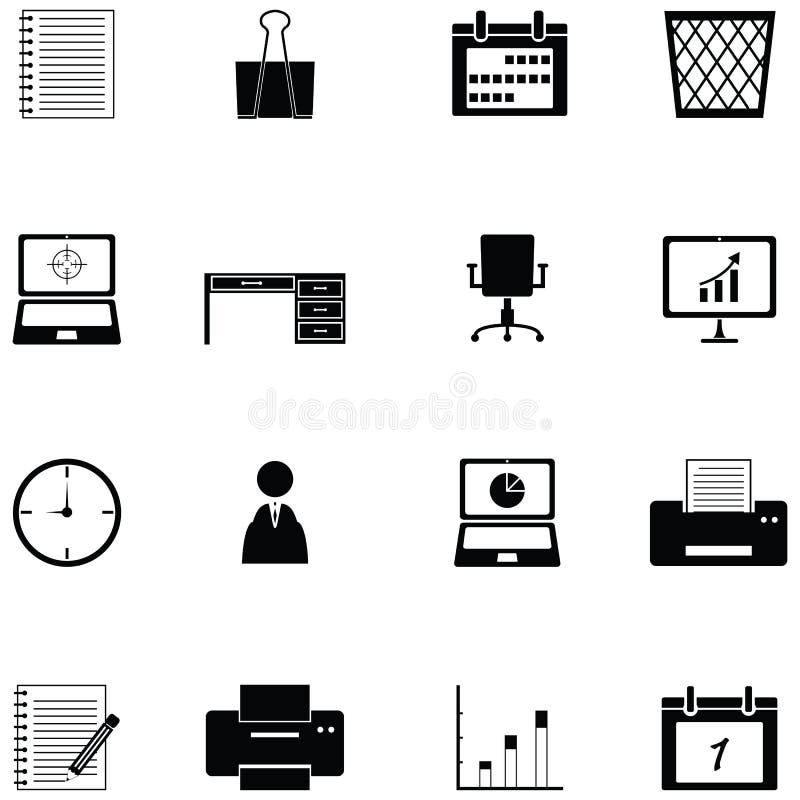 Office equipment icon set stock vector. Illustration of icon - 107350861
