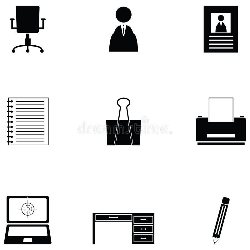 Office equipment icon set stock vector. Illustration of monitor - 107350690