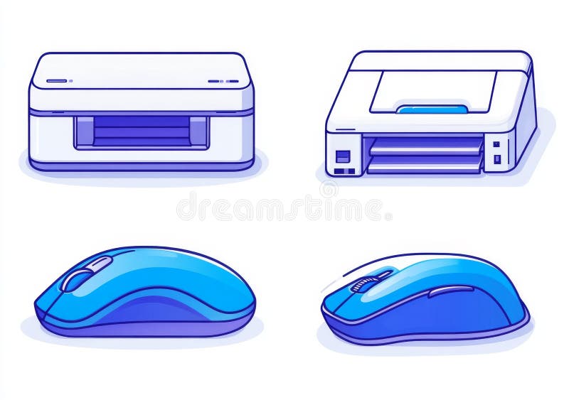 The Office Equipment Linear Icons Collection Features a Laptop, Scanner ...