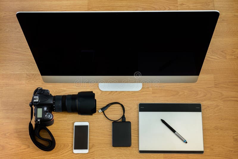 Office Equipment, Office Desk Stock Image - Image of overview, table ...
