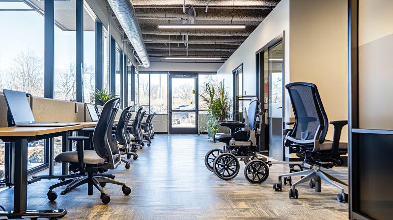 An Office Equipped with Ramps, Wide Doorways, and Accessibility Stock ...