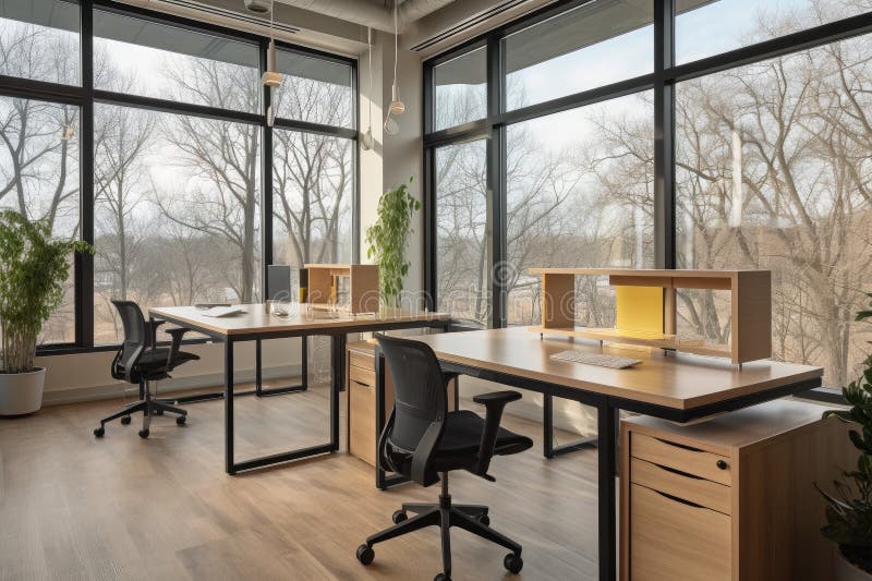 Office with Ergonomic Chairs, Adjustable Desks and Natural Lighting for ...