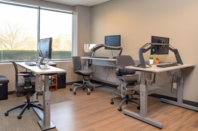 Office with Ergonomic Seating and Standing Desks, Providing Options for ...