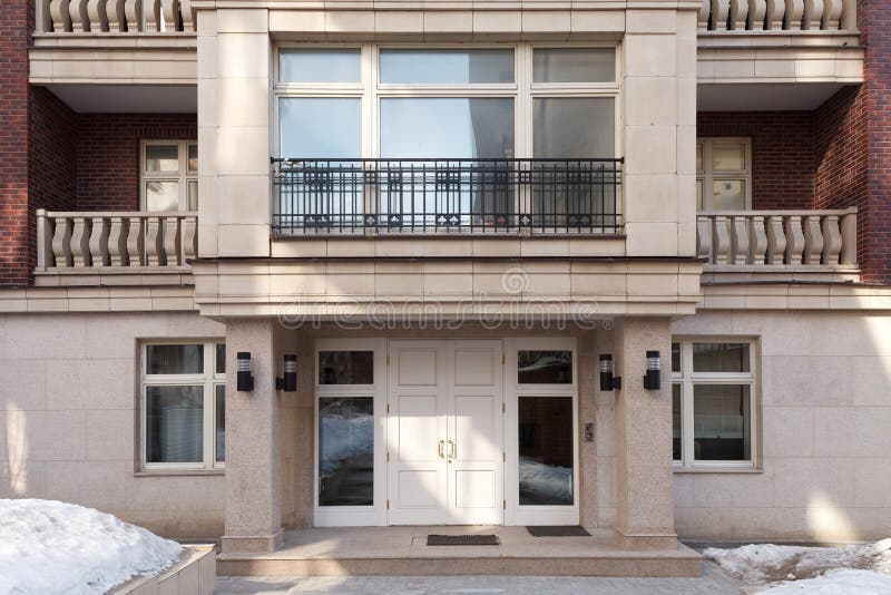 Office Facade, Entrance Doors Group Stock Image - Image of business ...