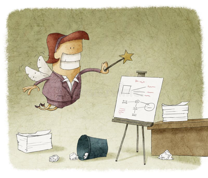 Office fairy organizing stock illustration. Illustration of female ...