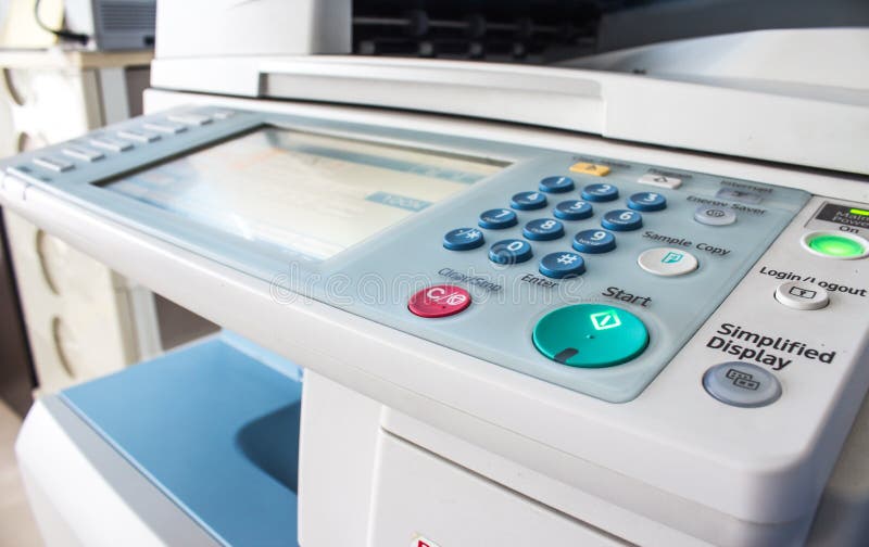 Office , Fax, Copy Machine, Start Button Close Up Stock Image - Image ...
