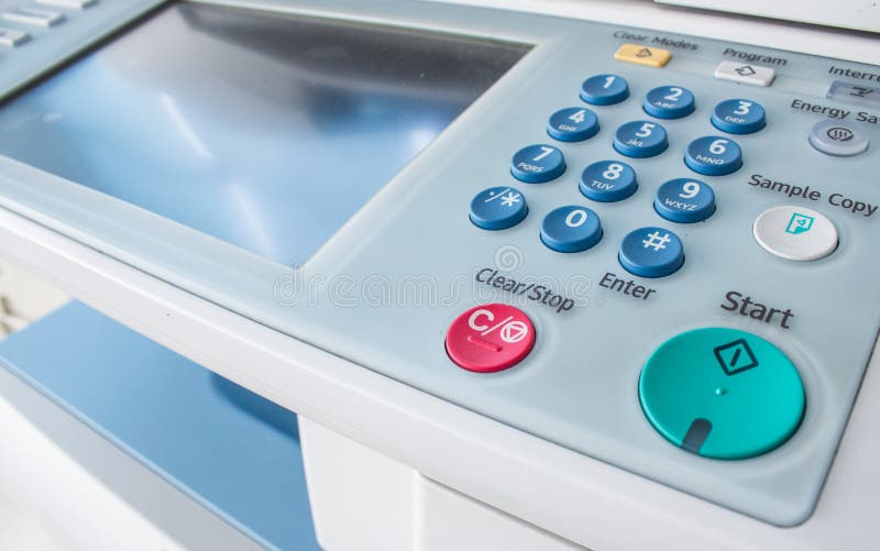 Office , Fax, Copy Machine, Start Button Close Up Stock Image - Image ...