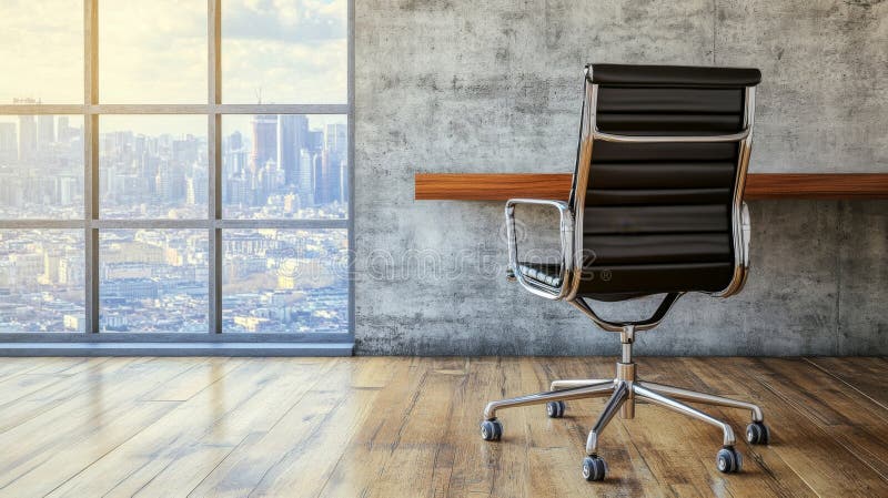 The Office Features a Contemporary Interior Complete with a Desk, Chair ...