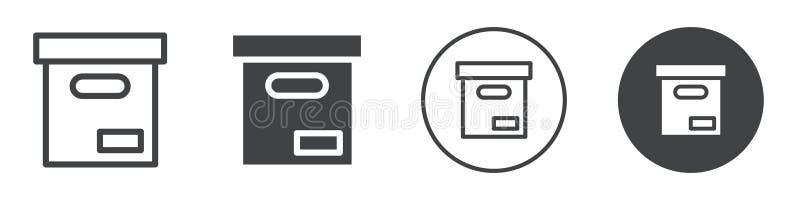 Office File Box Icon Vector Logo Outline Stock Vector - Illustration of ...