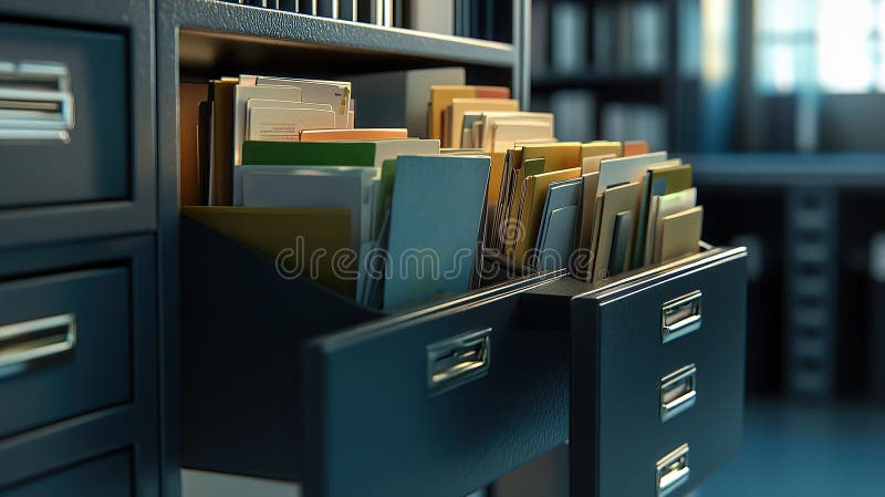 Office File Cabinet with Opened Drawers and Documents Stock ...