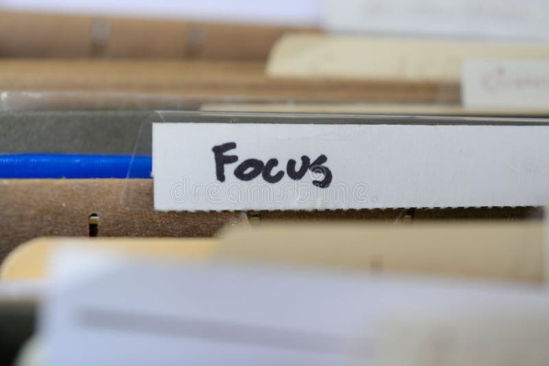 Office Files and Documents in the Cabinet Labeled As "focus" Stock ...