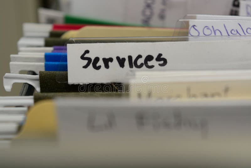Office Files and Documents Labeled As "services" Stock Image - Image of ...